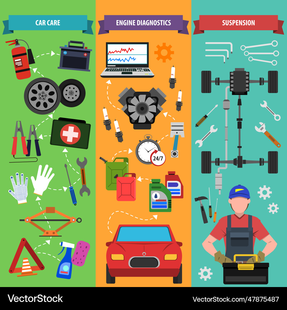 Car service banner set service banner set Vector Image