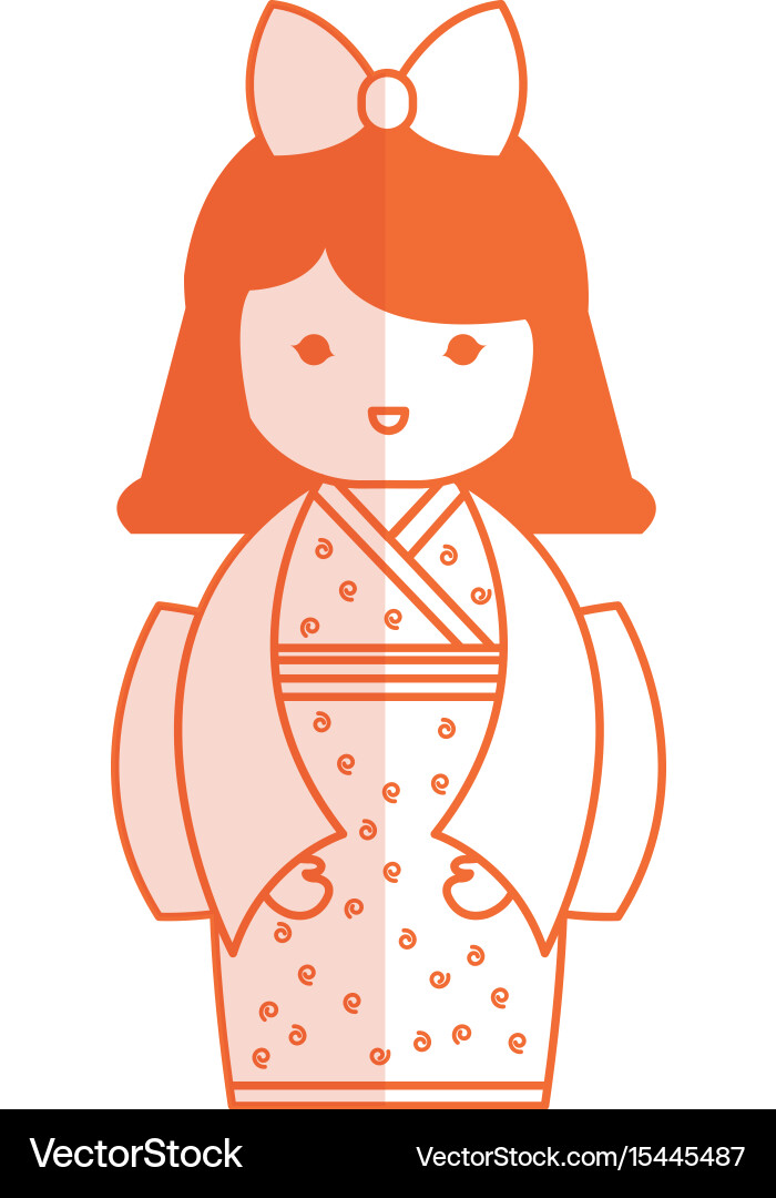 Cute little japanese doll Royalty Free Vector Image