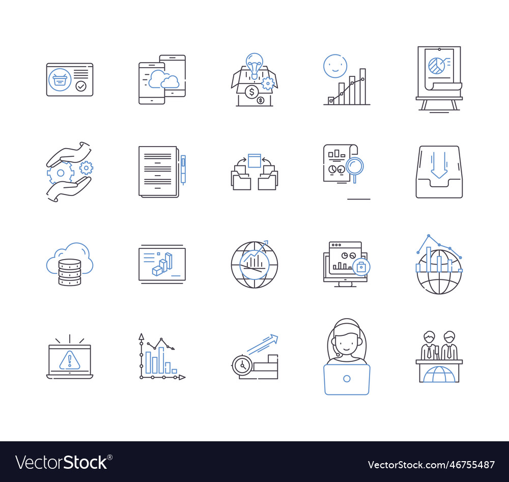 Data and computer outline icons collection data Vector Image