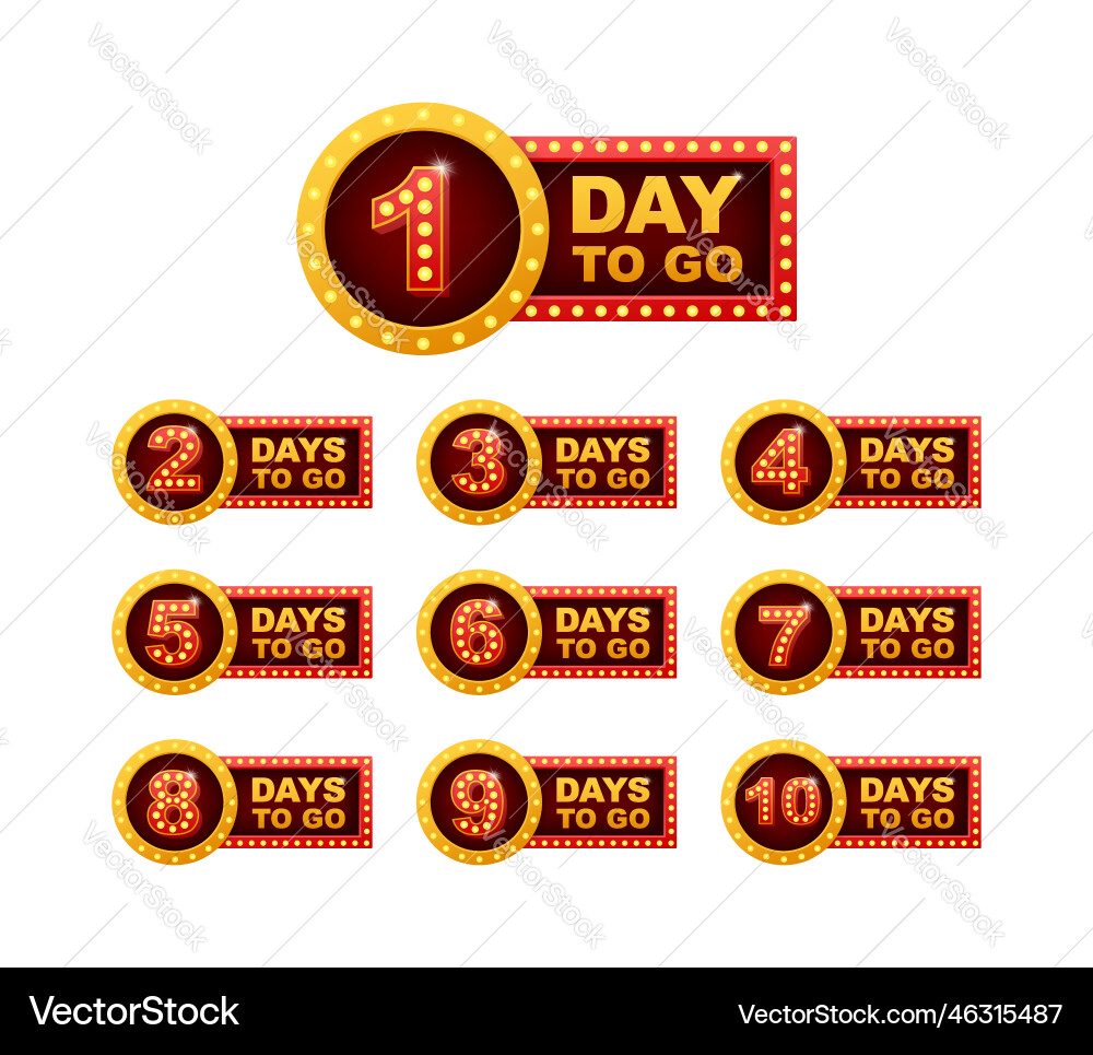 Days countdown light box to go 1 2 3 4 5 6 7 Vector Image