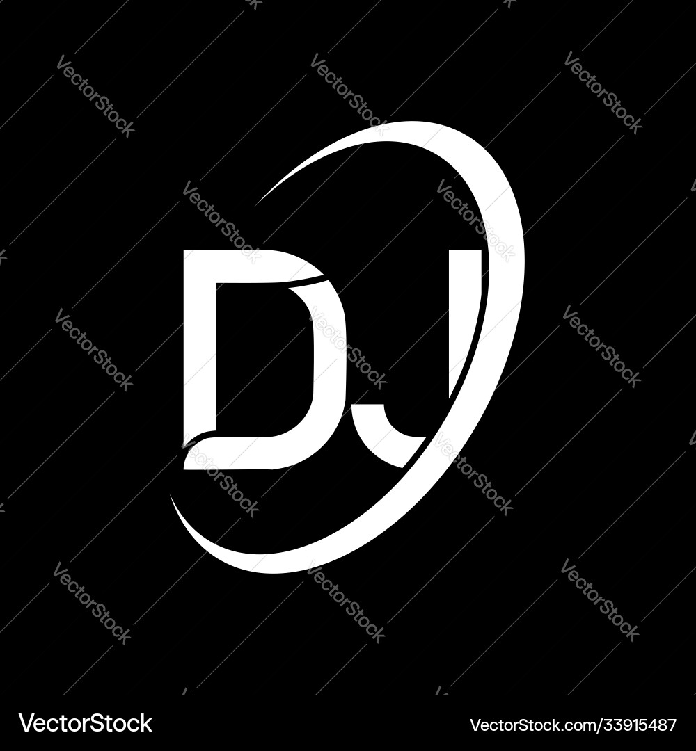 Dj logo d j design white letter djd Royalty Free Vector