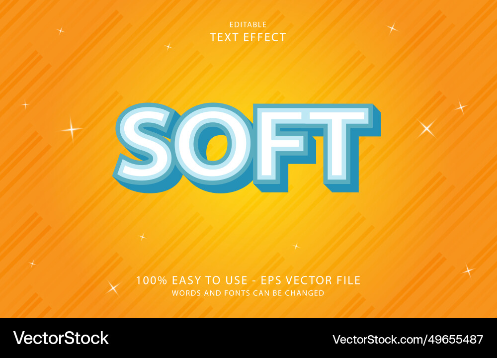 Editable text effect soft style Royalty Free Vector Image