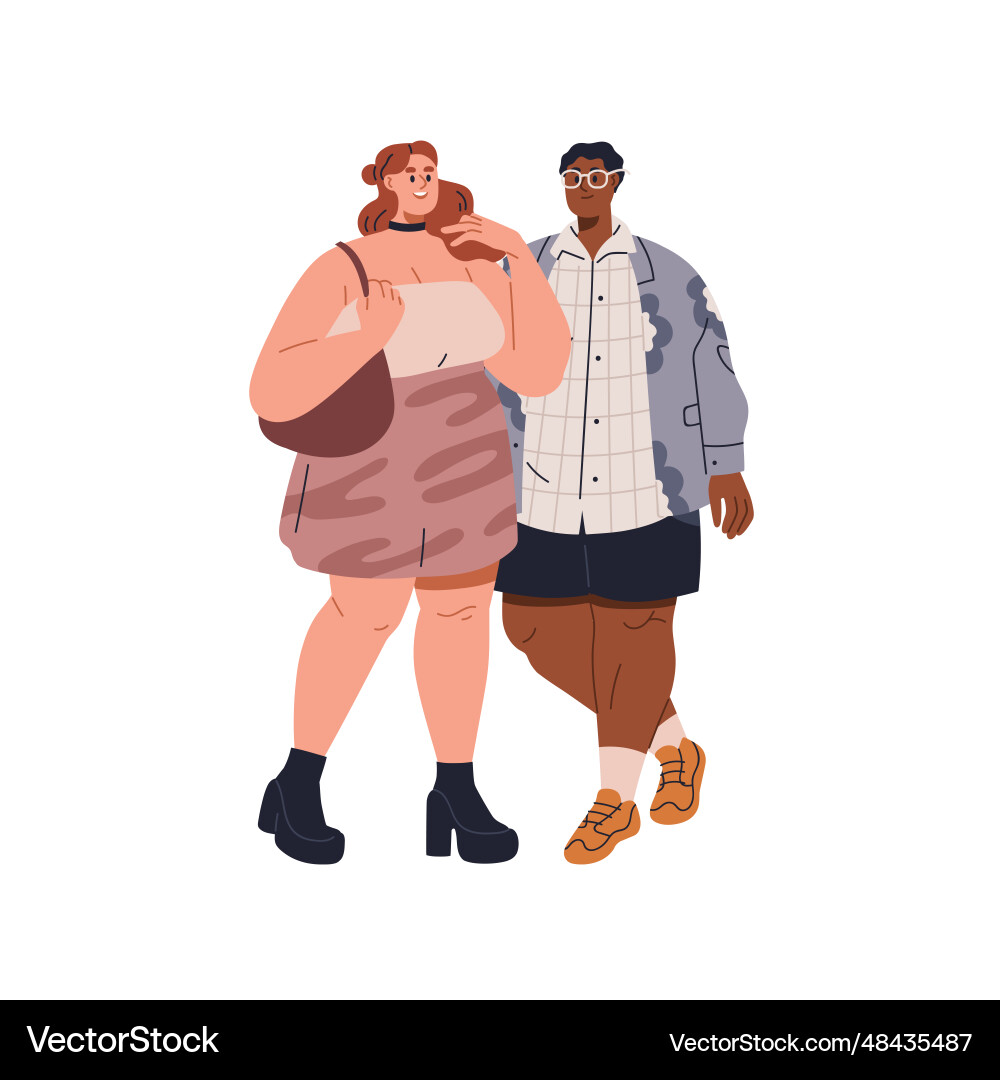 Fat chubby love couple in romantic relationship Vector Image