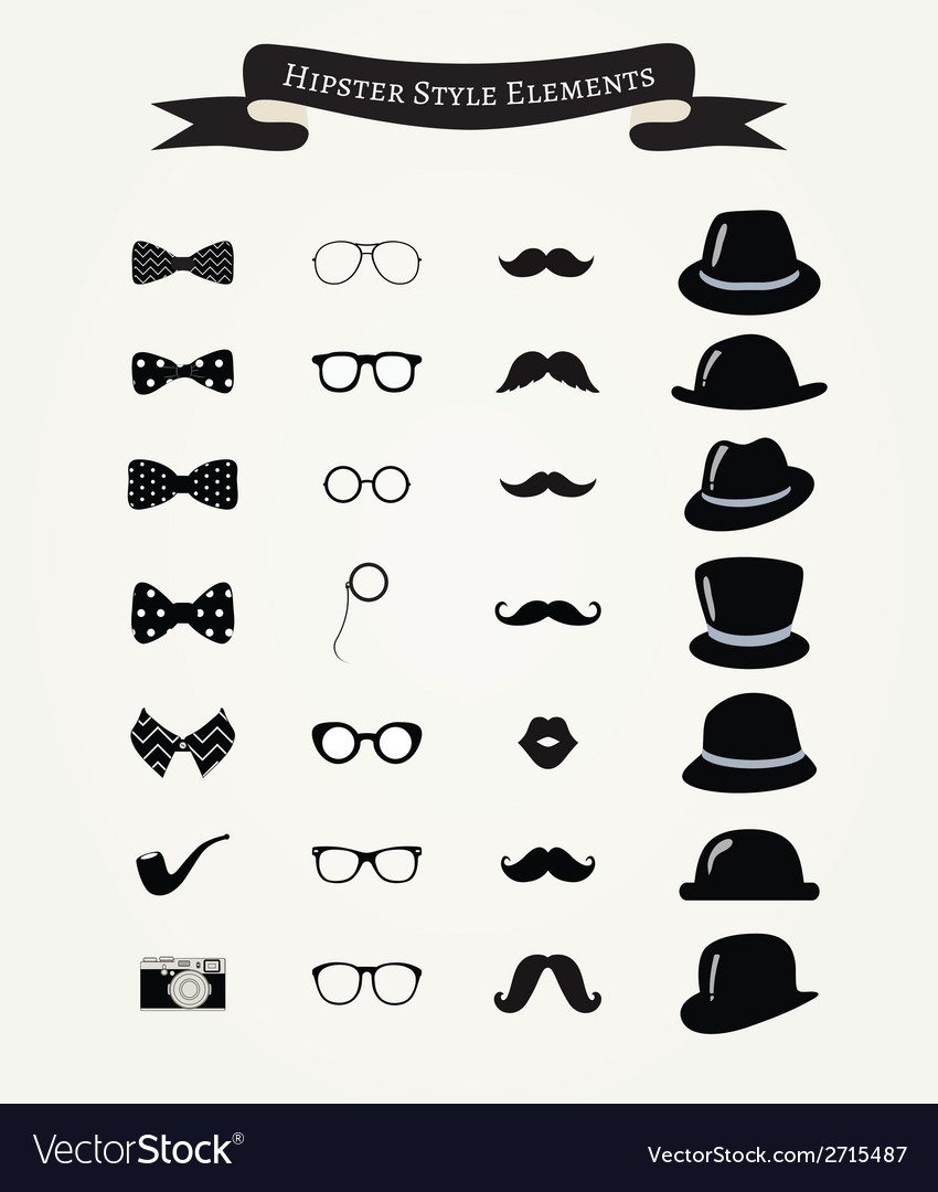 Hipster retro vintage icon set Royalty Free Vector Image