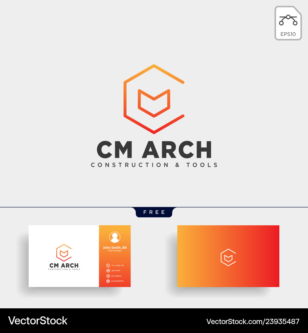 Letter cm simple line business logo template Vector Image
