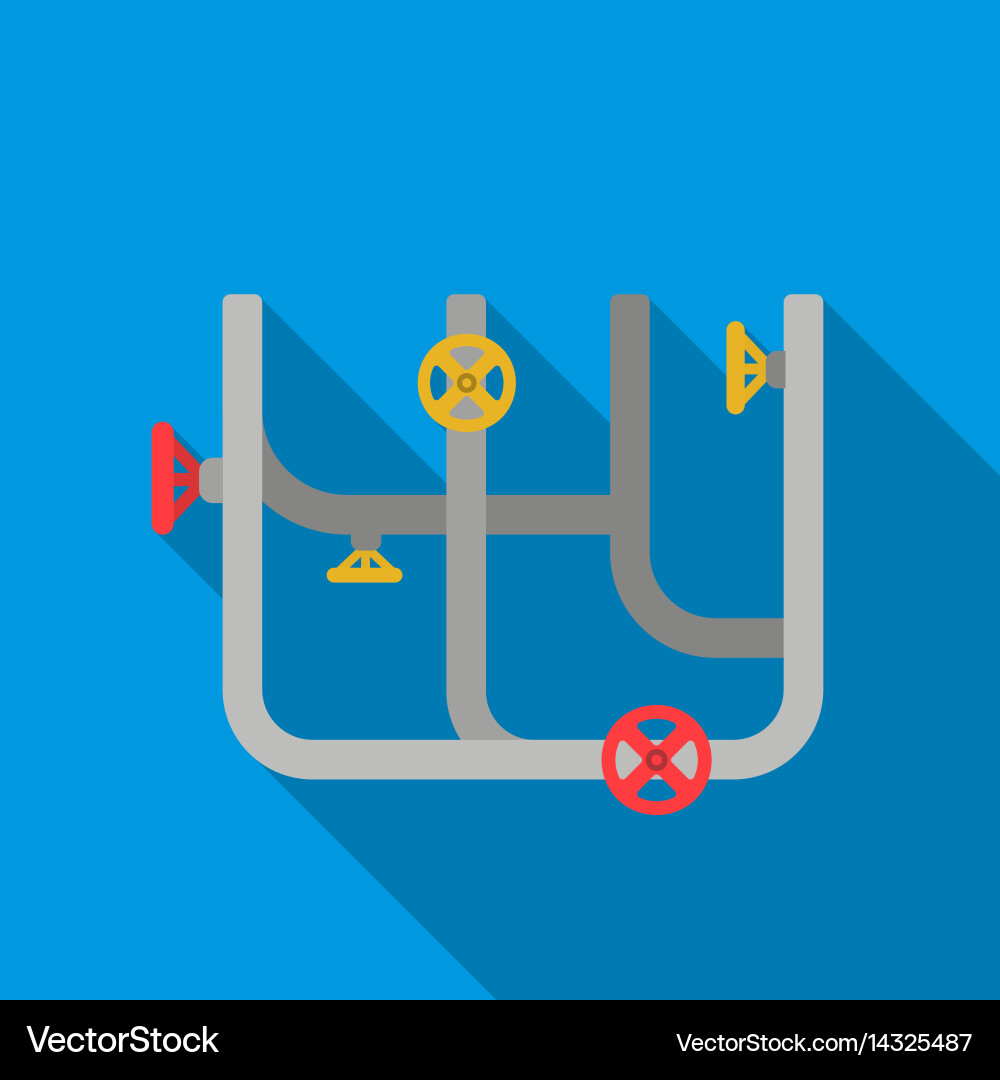 Pipes with valves icon in flat style isolated Vector Image