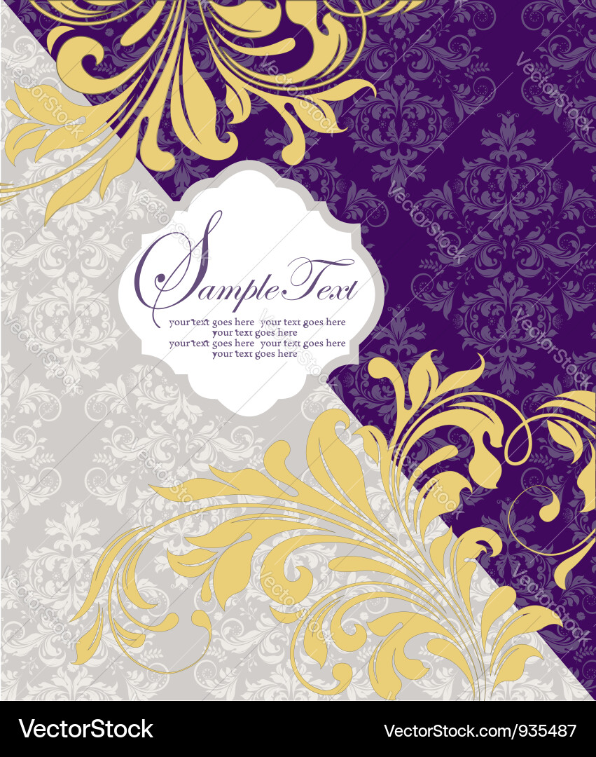 Purple and gray invitation card Royalty Free Vector Image