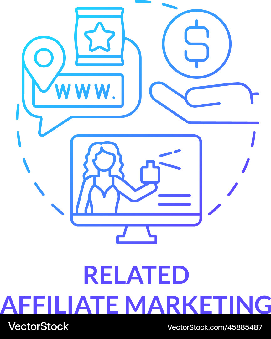 Related affiliate marketing blue gradient concept Vector Image