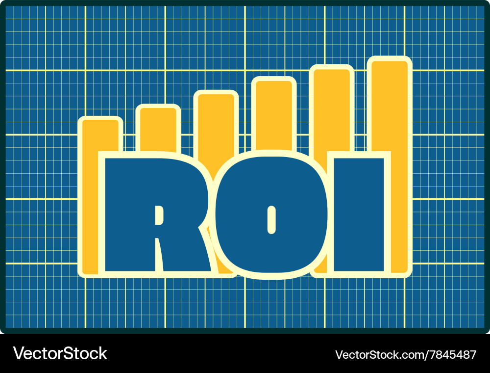 Roi grow up sticker on chart diagram Royalty Free Vector