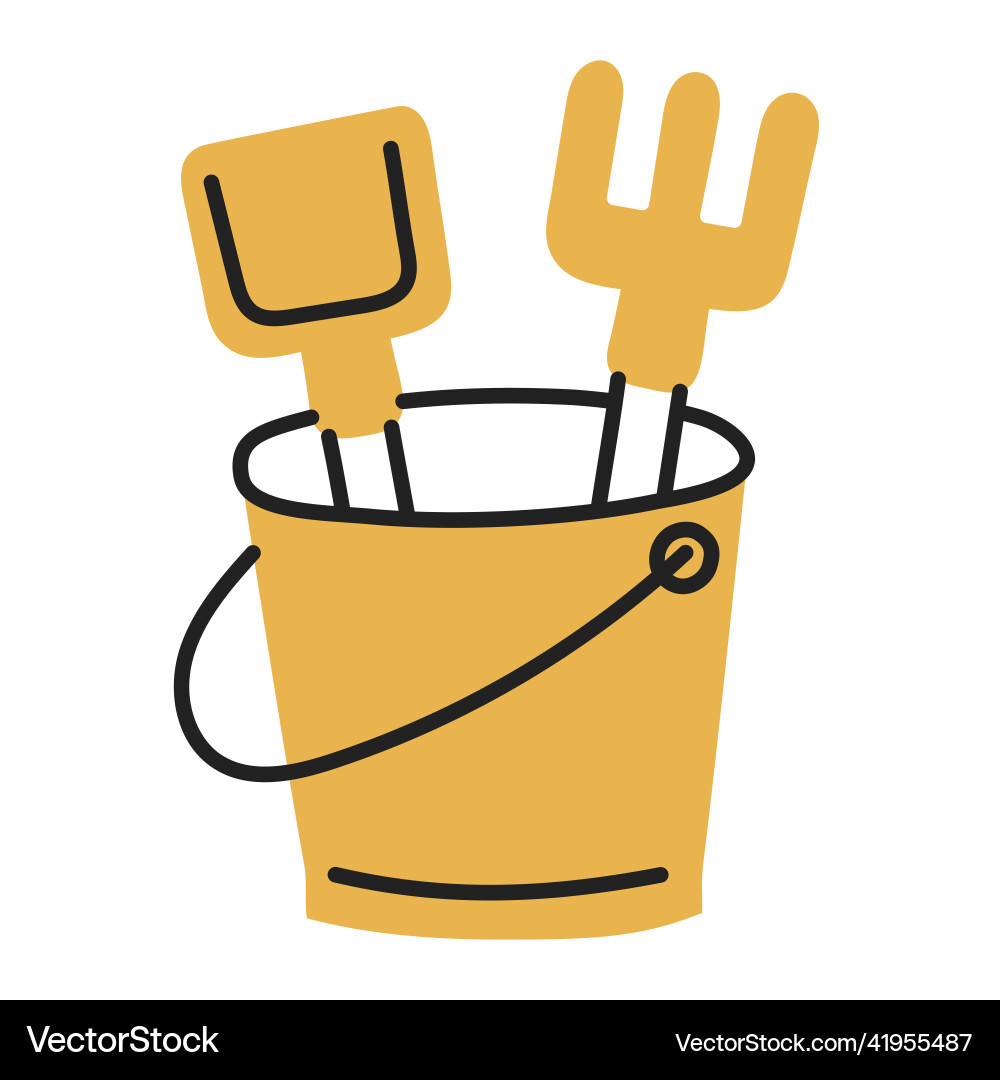 Sand bucket hand drawn doodle kid stuff icon Vector Image