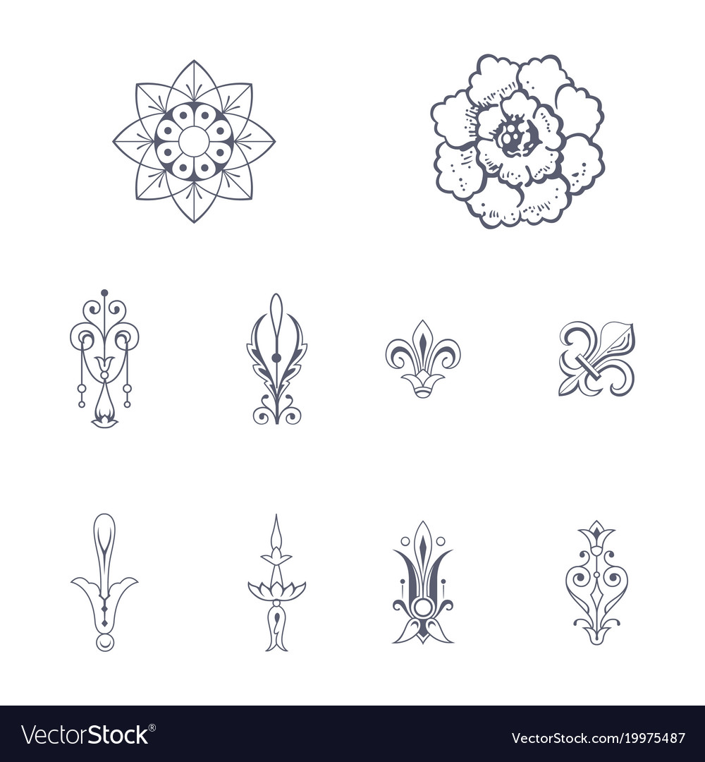 Set decorative flourish ornaments Royalty Free Vector Image