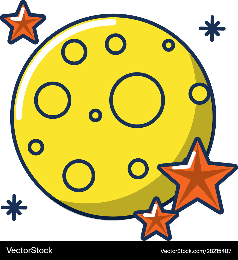 Star astrology moon line and fill image Royalty Free Vector