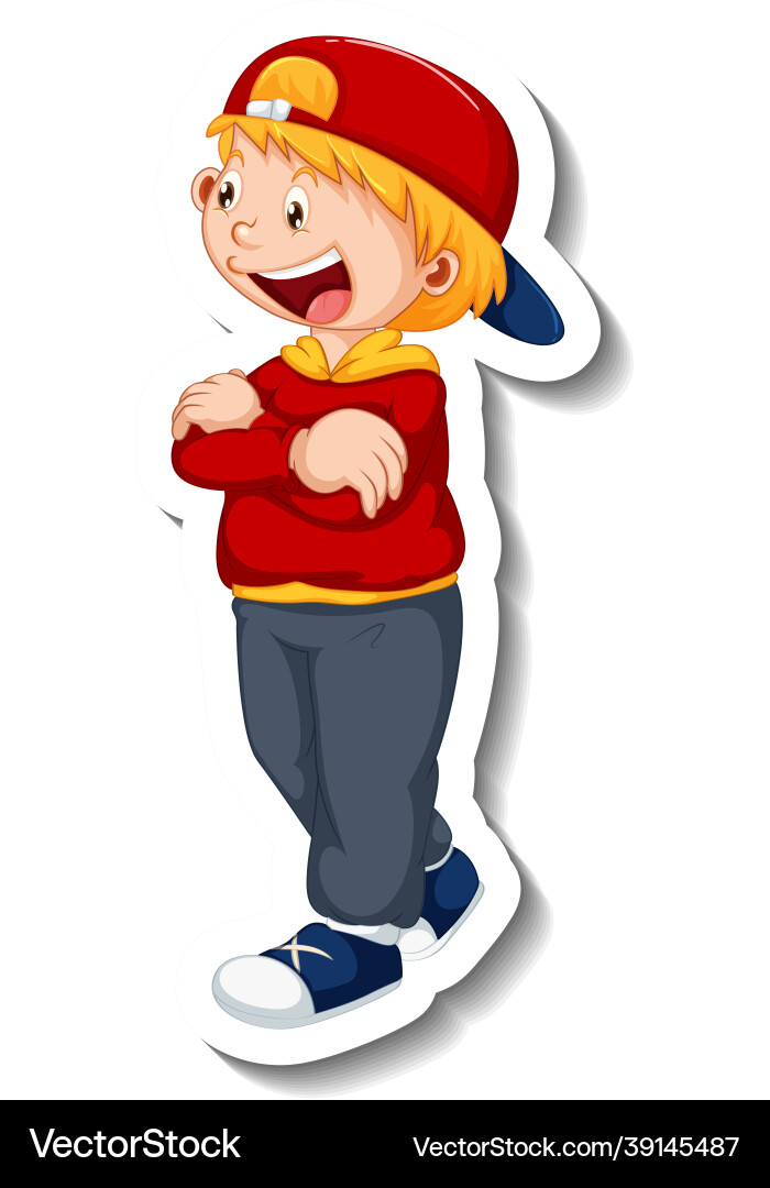 Sticker template with a boy cartoon character Vector Image
