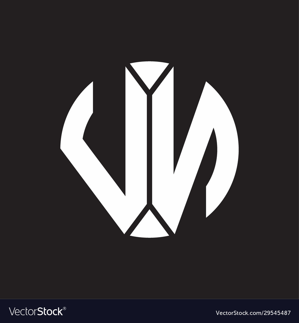 Vn logo monogram with piece circle ribbon style Vector Image