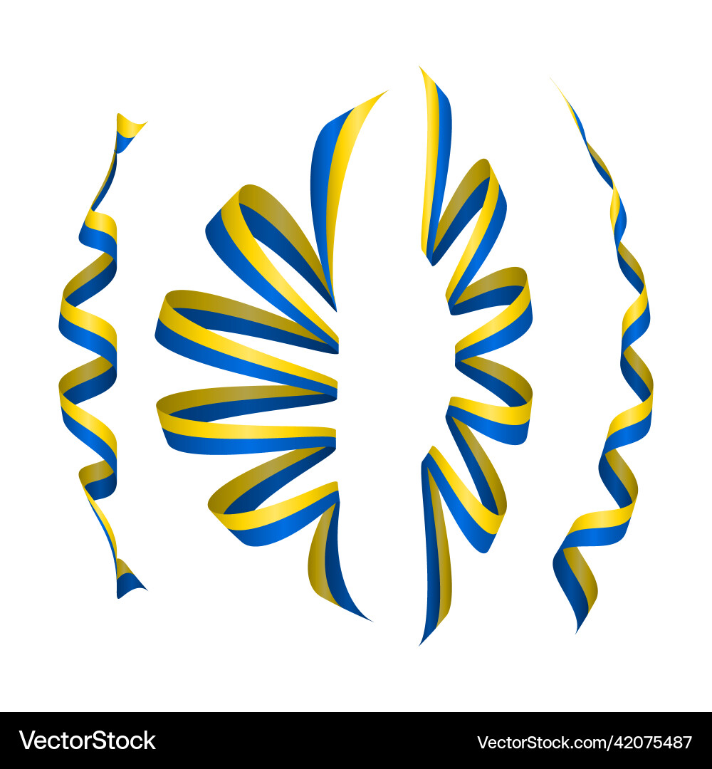 Yellow and blue ribbons set Royalty Free Vector Image