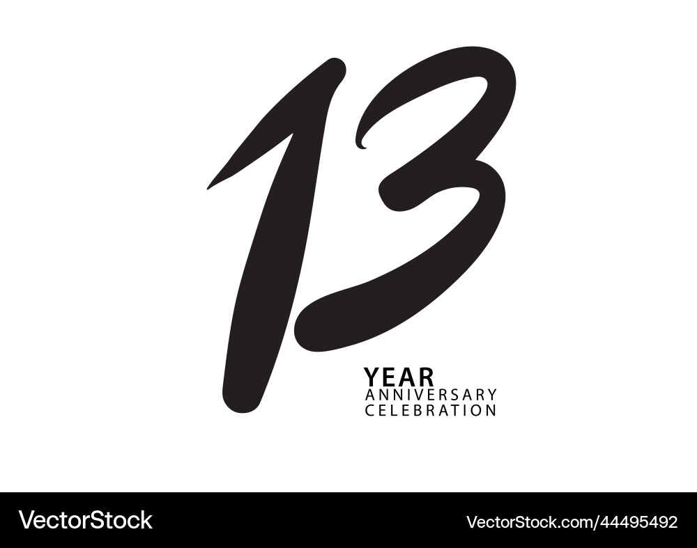 13 year anniversary celebration black color Vector Image