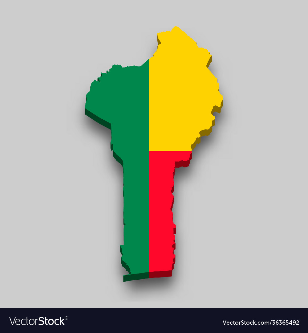 3d isometric map benin with national flag Vector Image