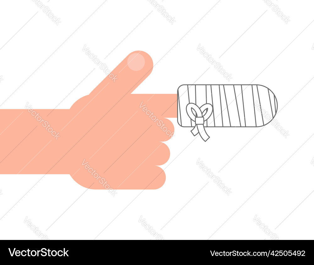 Bandaged finger isolated injury Royalty Free Vector Image