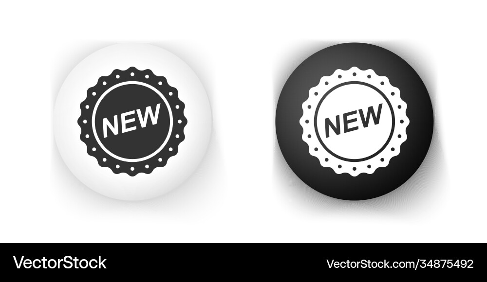 Black and white label new icon isolated Royalty Free Vector