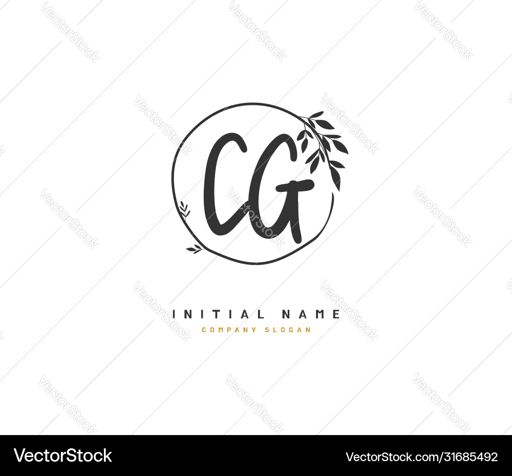 C g cg beauty initial logo handwriting logo Vector Image