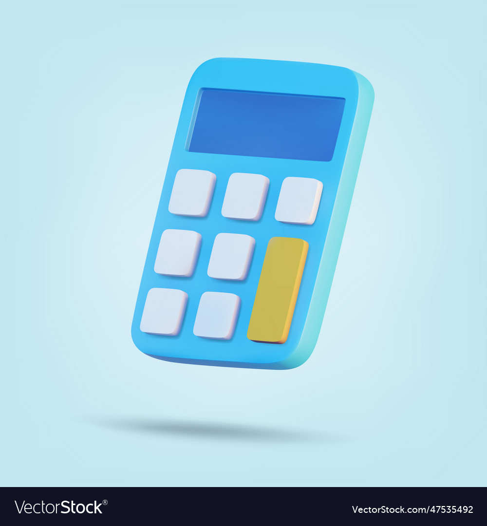 Calculator isolated on blue background 3d Vector Image
