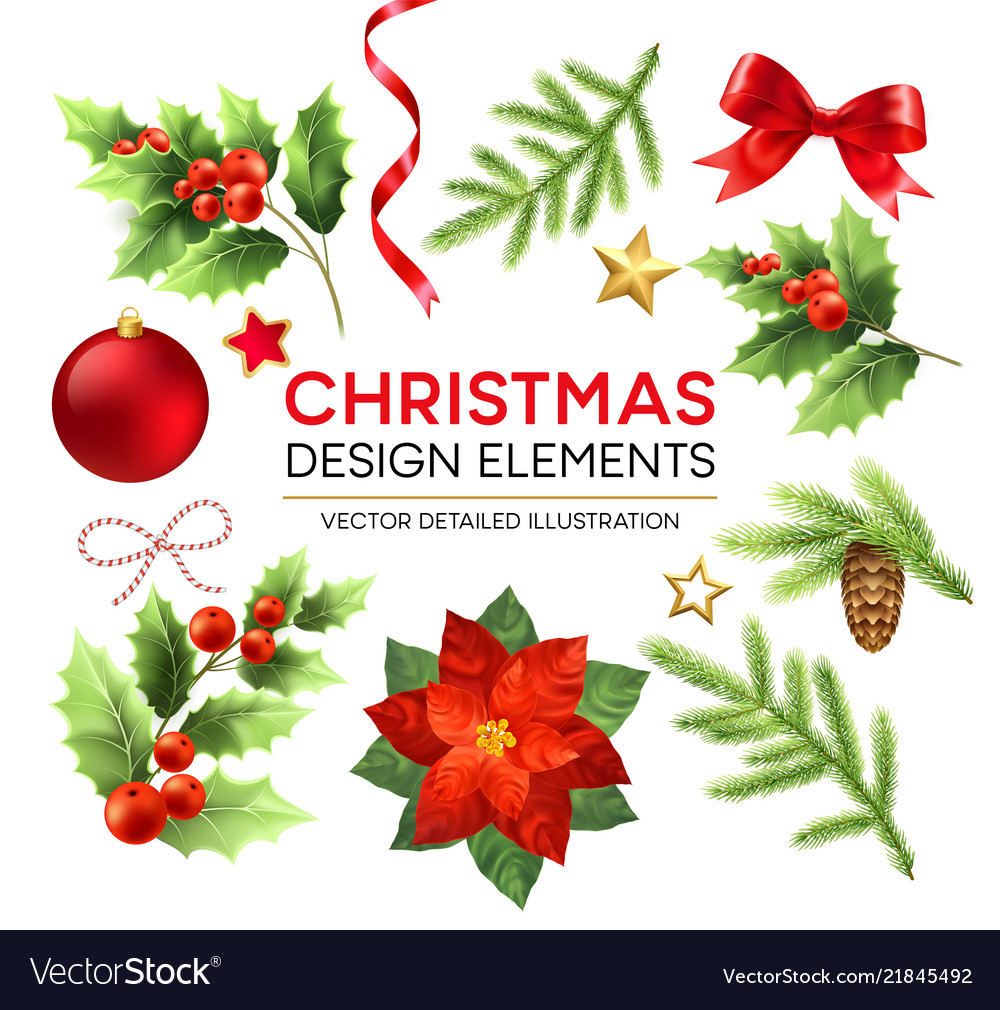 Christmas design elements set Royalty Free Vector Image