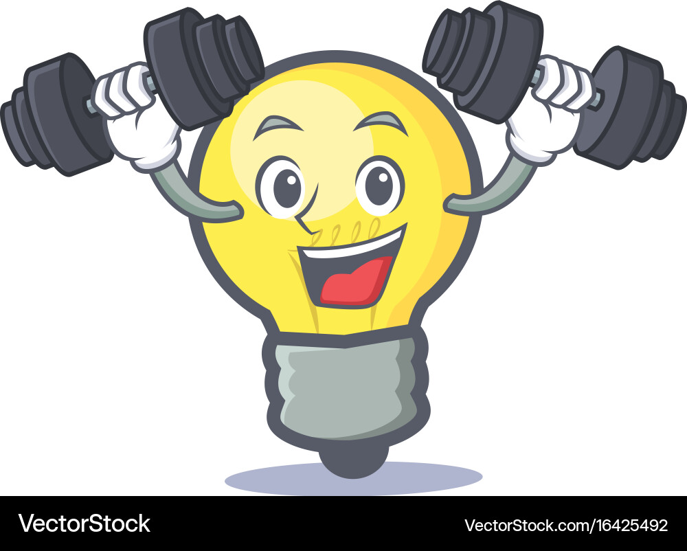 Fitness light bulb character cartoon Royalty Free Vector