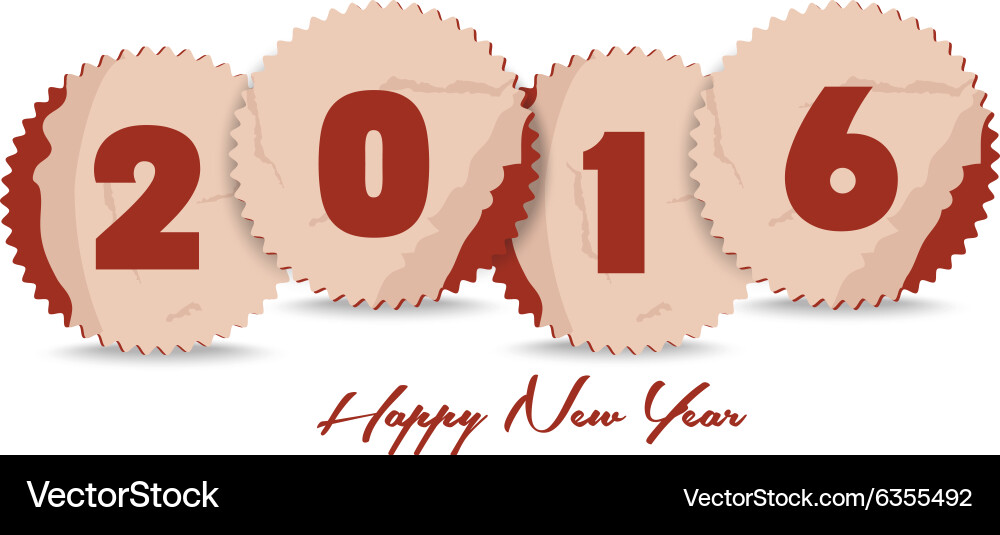 Happy new year 2016 with stickers retro Royalty Free Vector