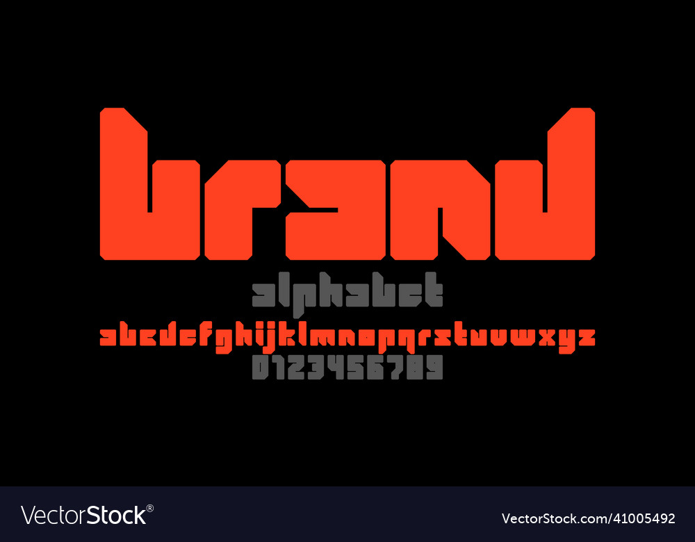 Modular style font alphabet letters and numbers Vector Image