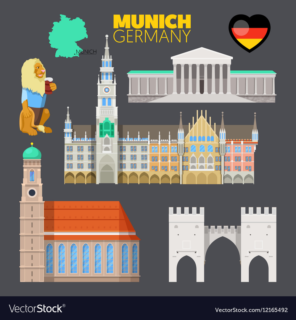 Munich germany travel doodle with architecture Vector Image