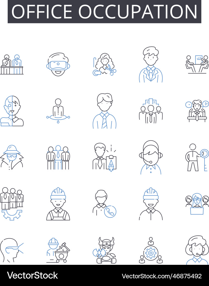 Office occupation line icons collection classroom Vector Image