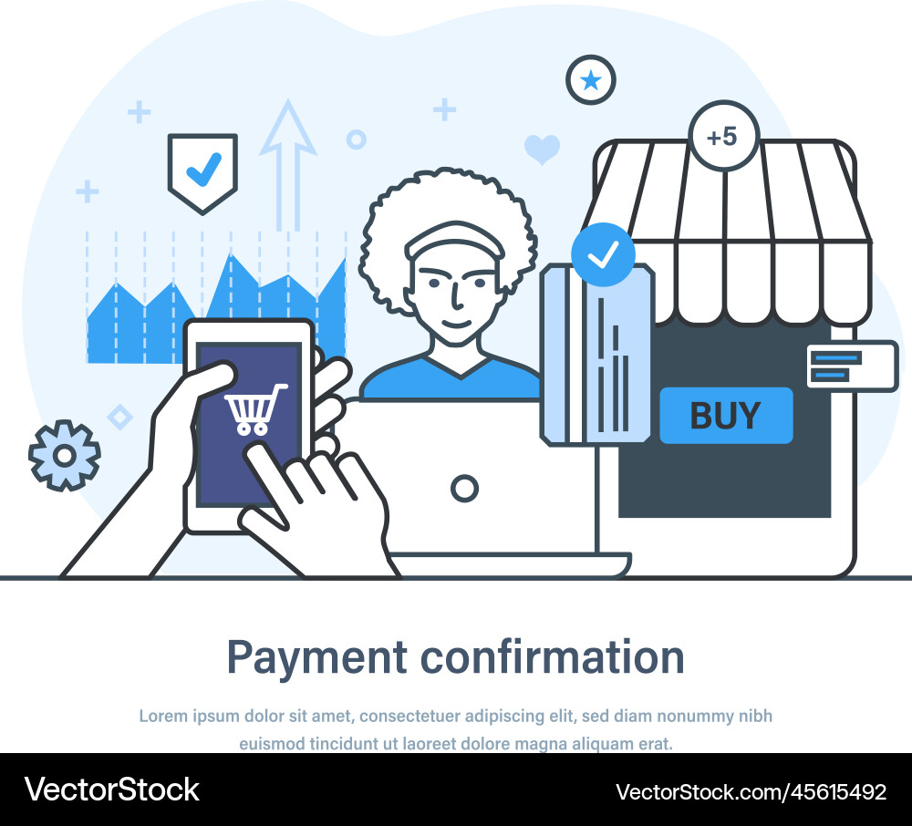 Online payment confirmation bill approved via Vector Image