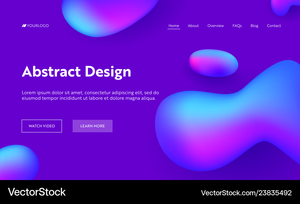 Purple abstract geometric drop shape landing page Vector Image