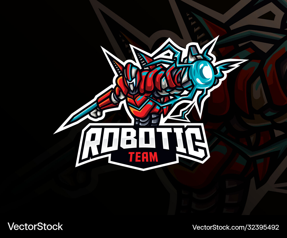 Robot mascot sport logo design Royalty Free Vector Image