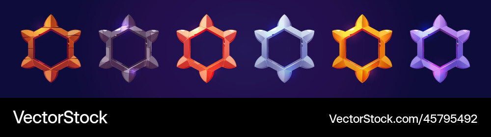 Set of game avatar frames on dark background Vector Image
