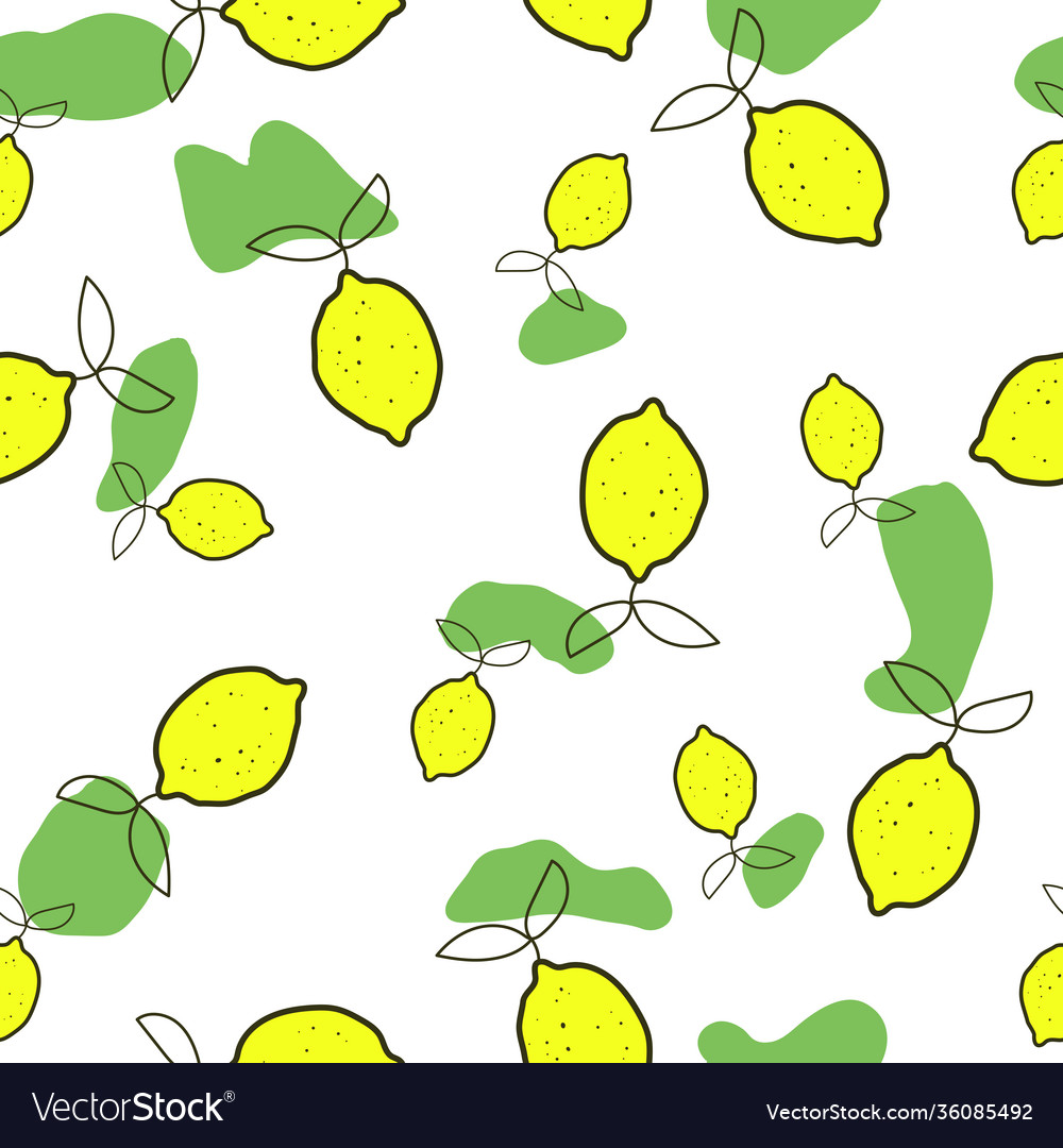Simple lemon doodle repeat pattern design Vector Image