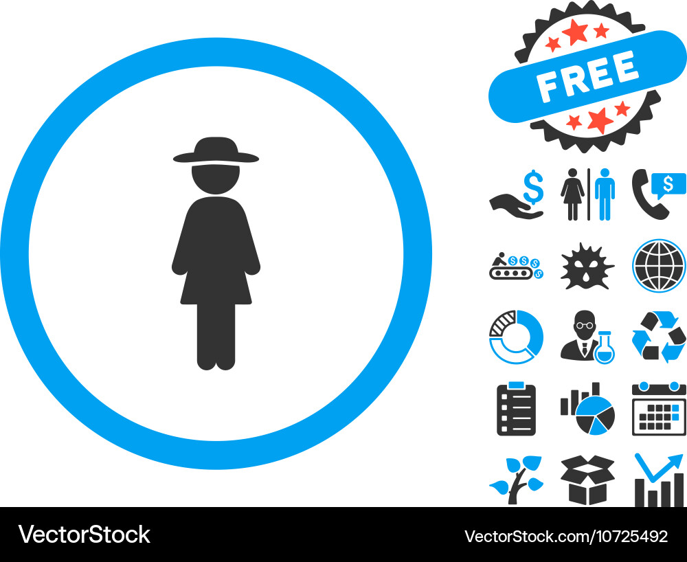 Standing lady flat icon with bonus Royalty Free Vector Image