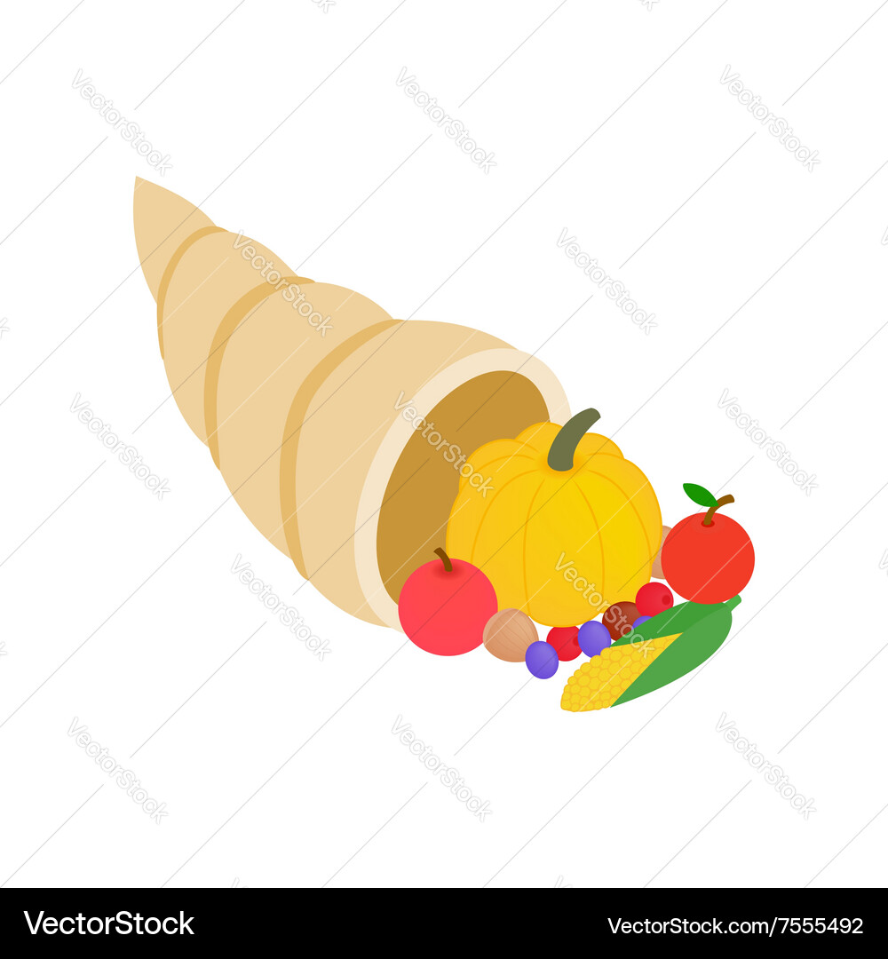 Thanksgiving cornucopia with fruits and vegetables