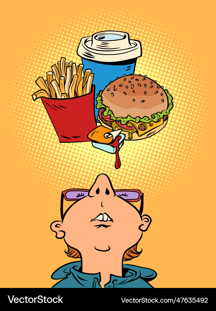 Thinking about delivering delicious fast food Vector Image