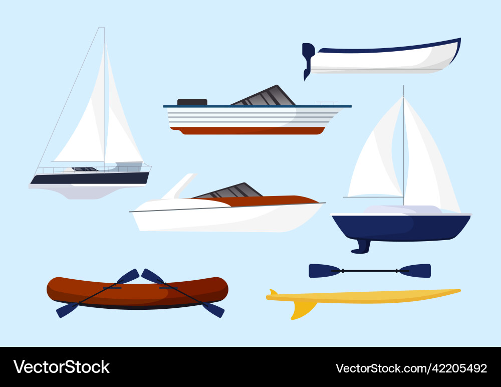 Types of boats Royalty Free Vector Image - VectorStock