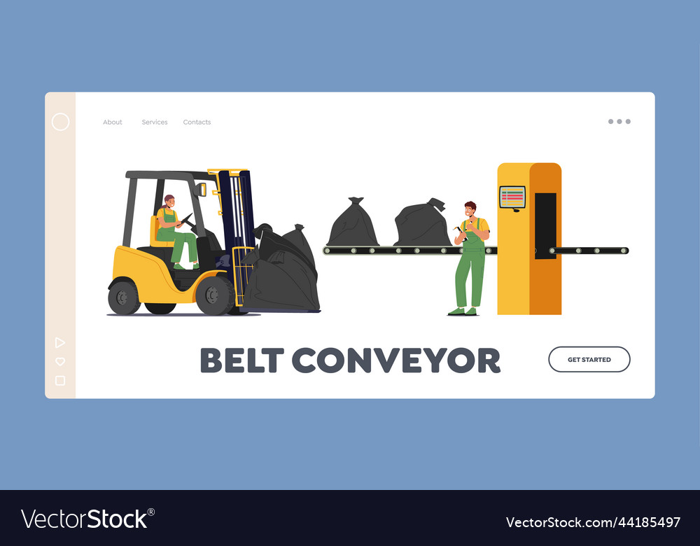 Belt conveyor landing page template wastes Vector Image