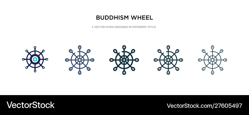 Buddhism wheel icon in different style two Vector Image