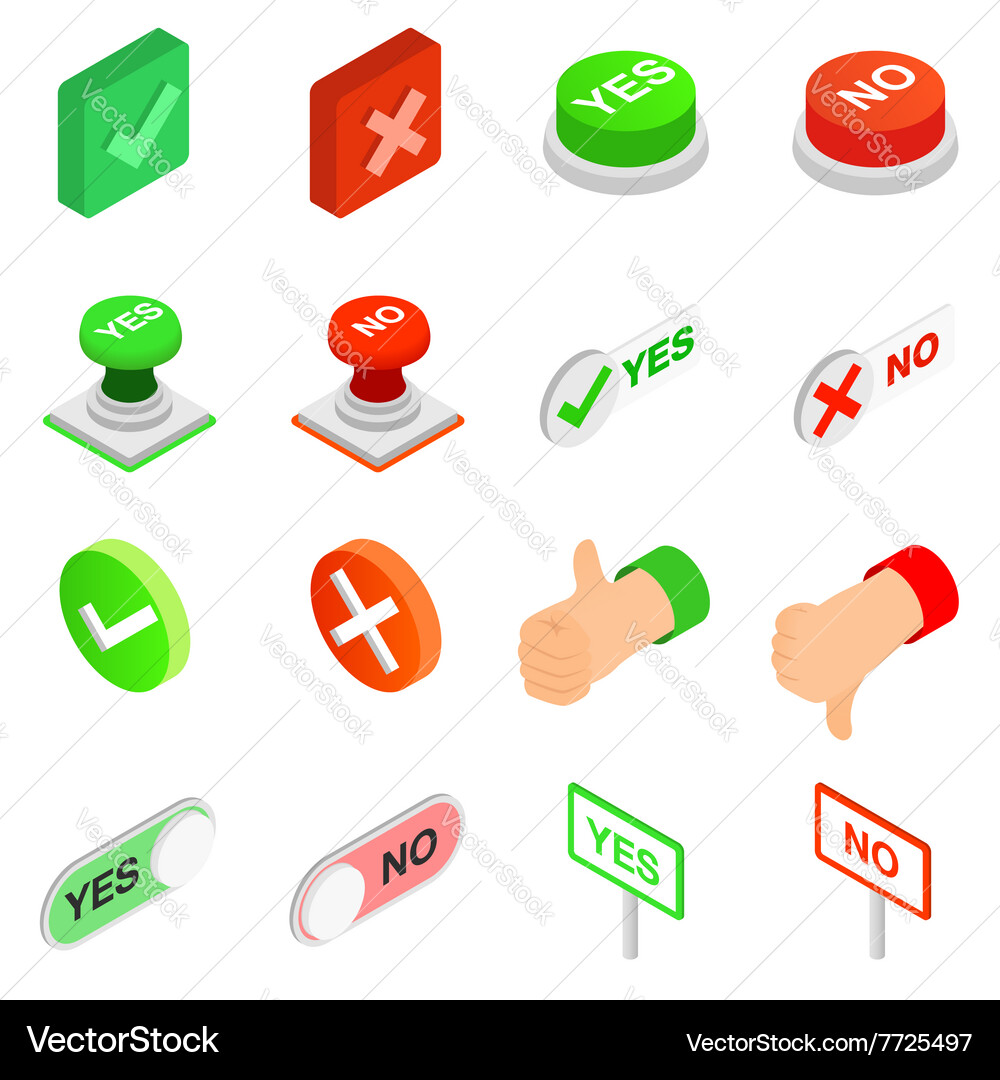 Check mark Yes and No icons set Royalty Free Vector Image