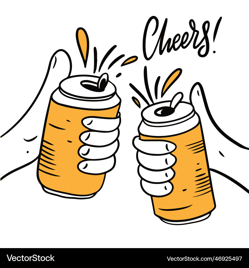Cheers phrase calligraphy aluminum can Royalty Free Vector