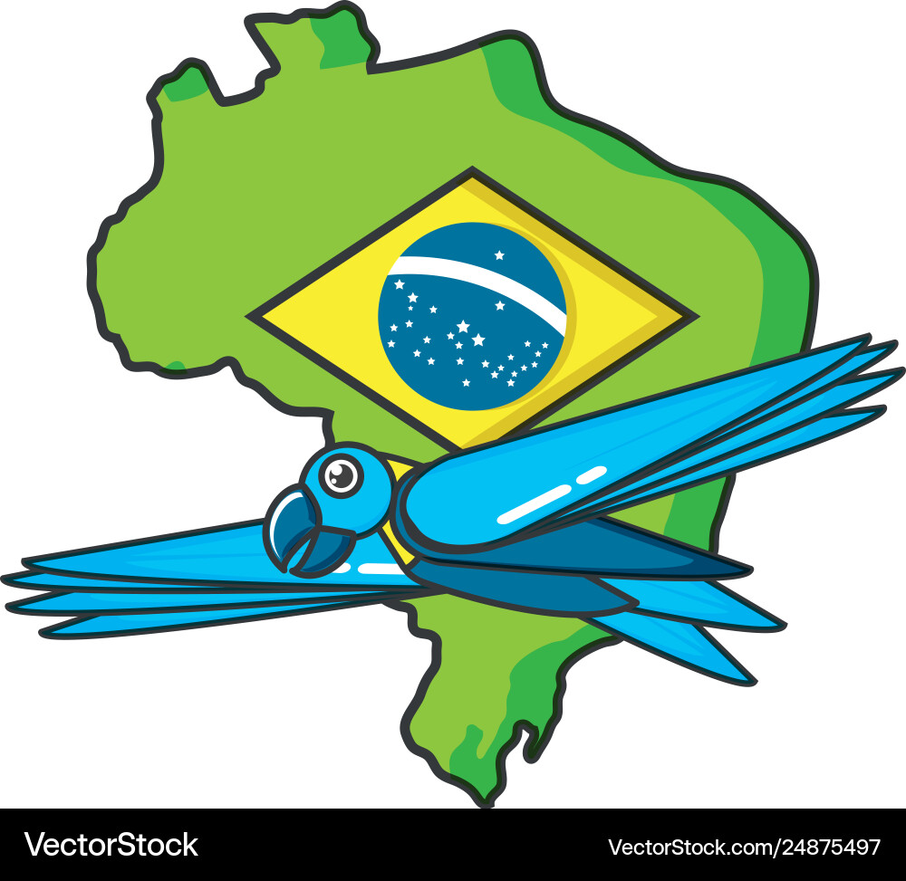Map brazil with parrot animal Royalty Free Vector Image
