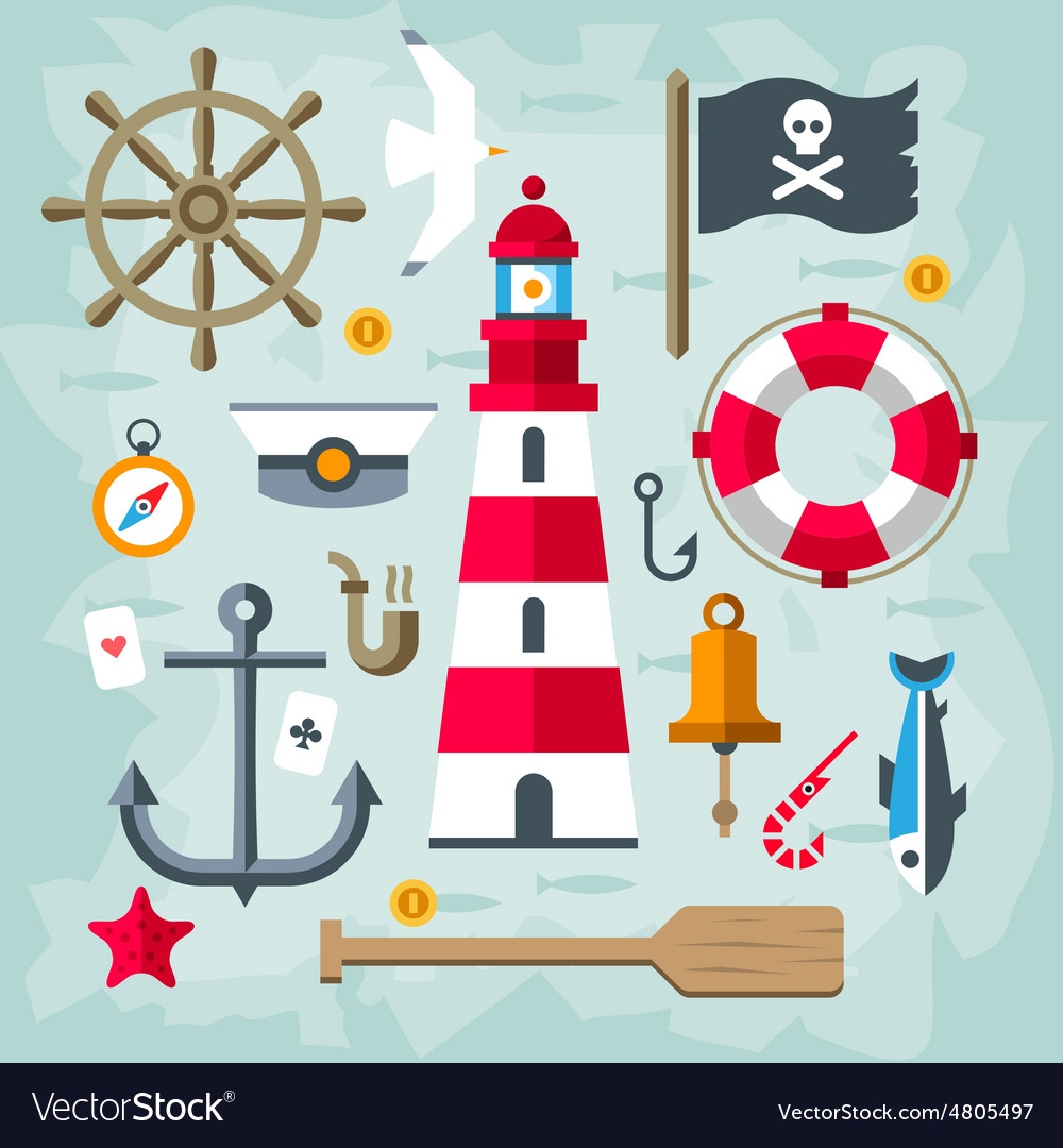 Nautical Retro Elements Set Royalty Free Vector Image
