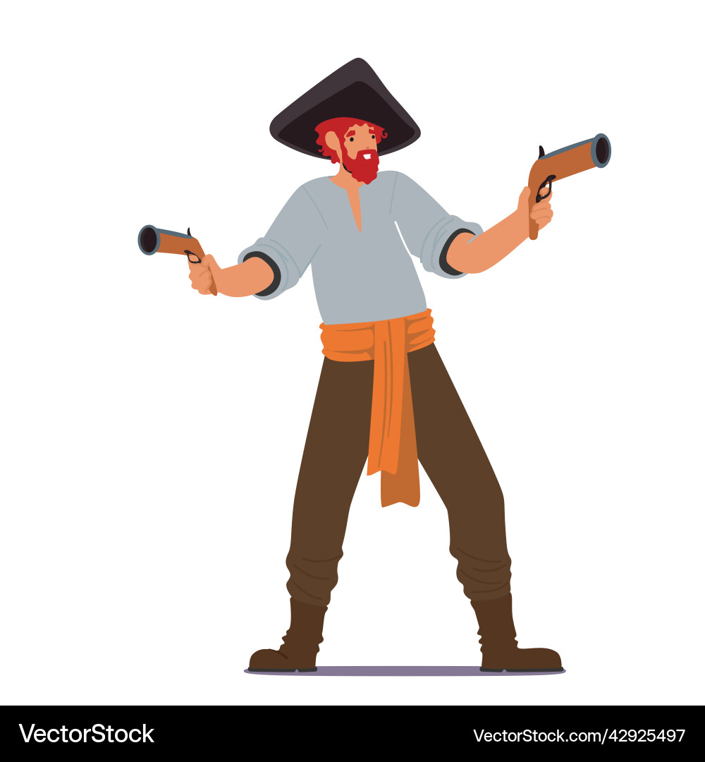 Pirate with guns isolated on white background Vector Image