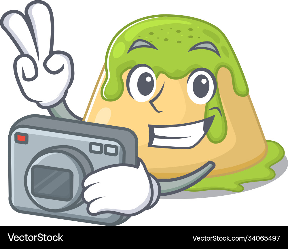 Pudding green tea mascot design as a professional Vector Image