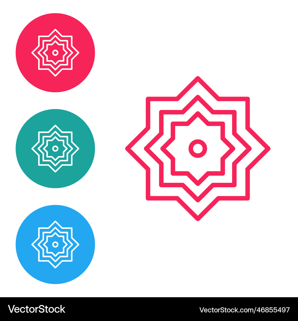 Red line islamic octagonal star ornament icon Vector Image