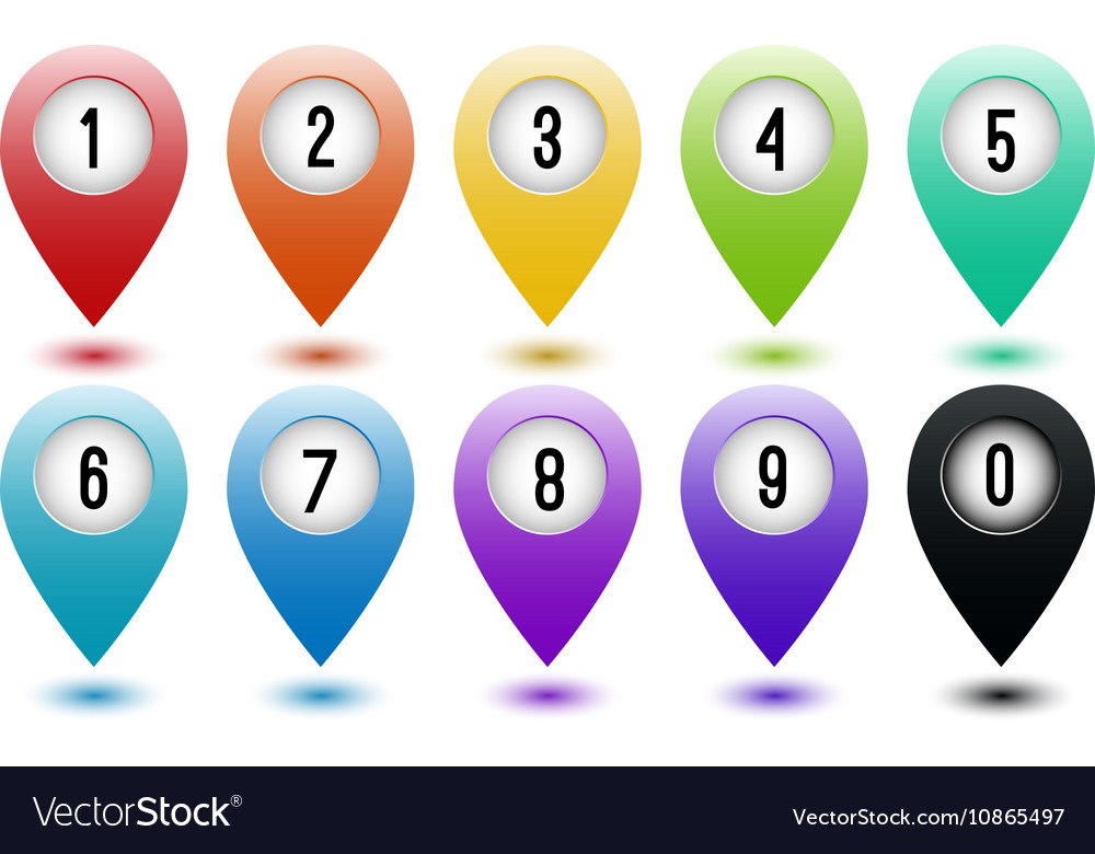 Set of realistic map pointers Royalty Free Vector Image